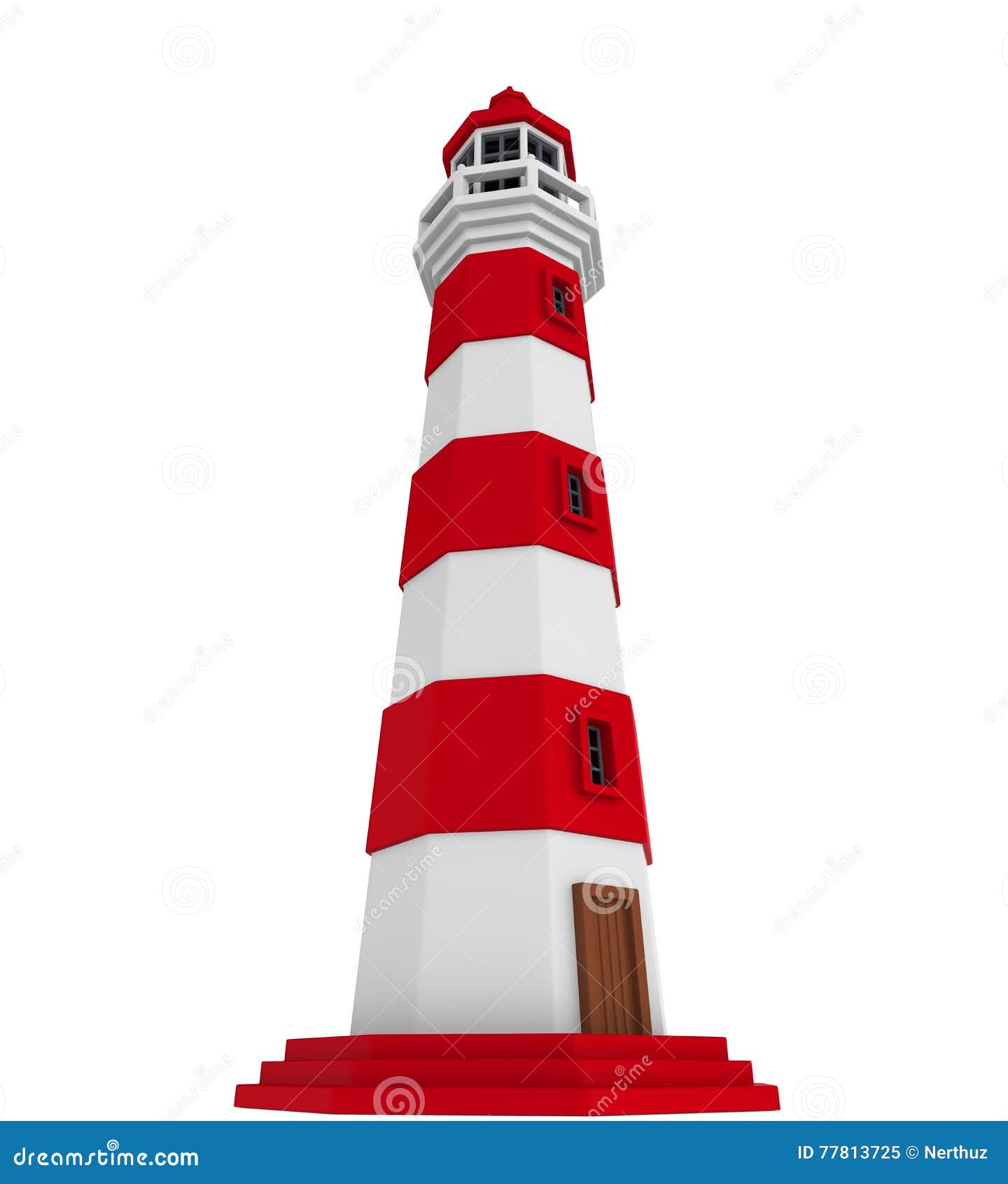 Red Lighthouse Isolated stock illustration. Illustration of seashore ...