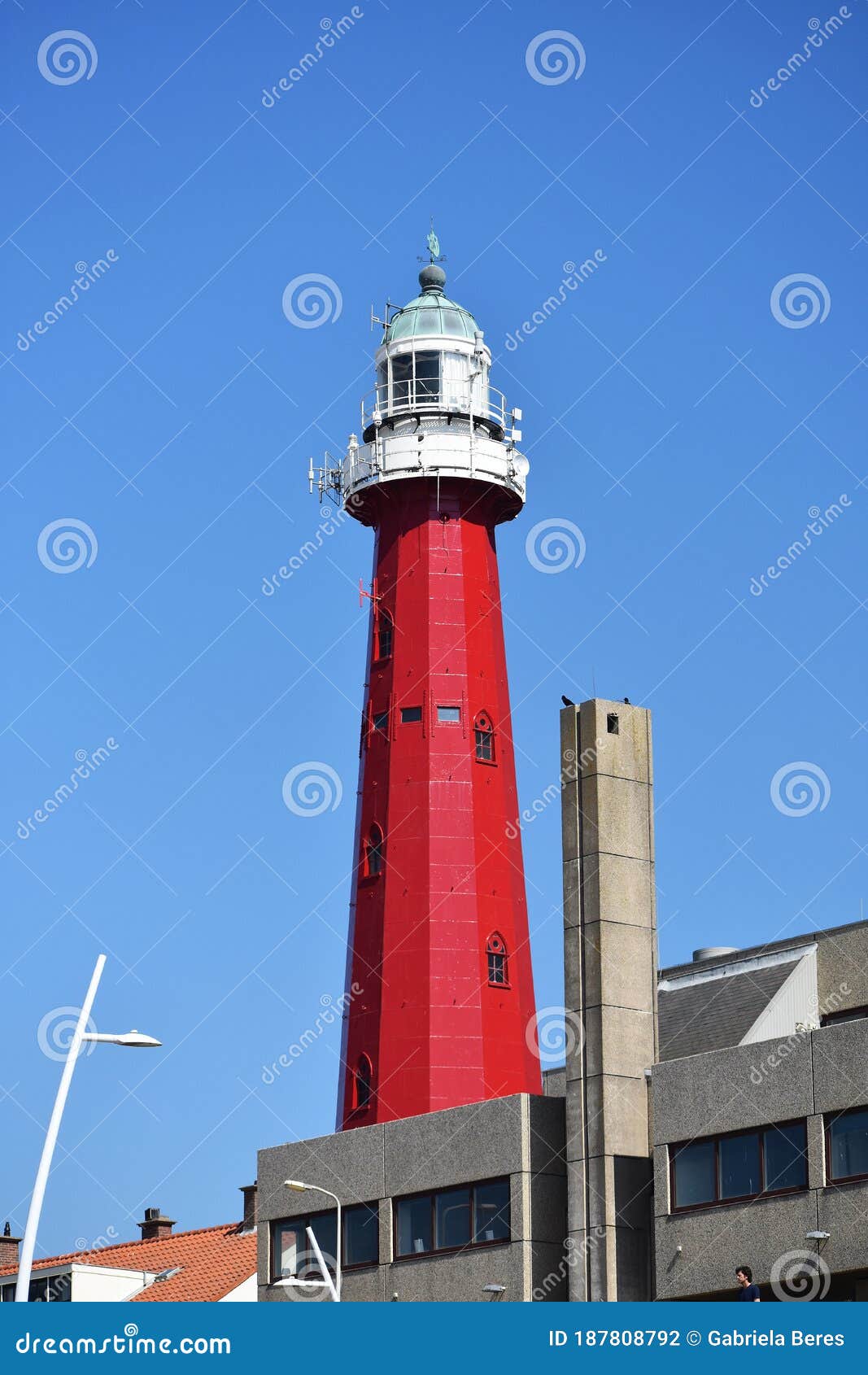 The Red Lighthouse at Scheveningen Beach . Stock Photo - Image of ...