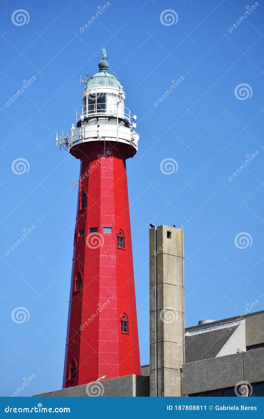 The Red Lighthouse at Scheveningen Beach . Stock Image - Image of haag ...