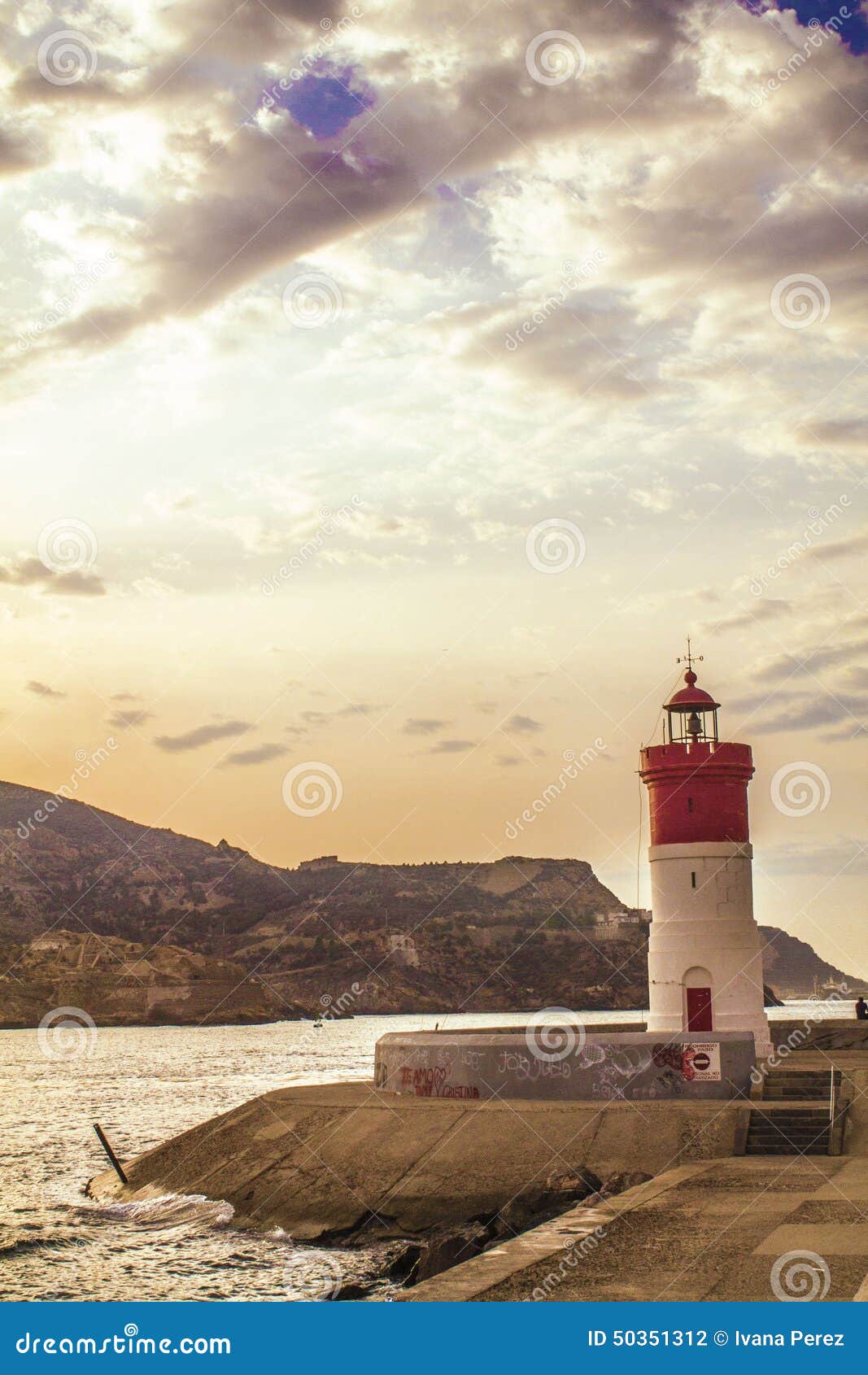 Red Lighthouse stock photo. Image of lighthouse, warm - 50351312