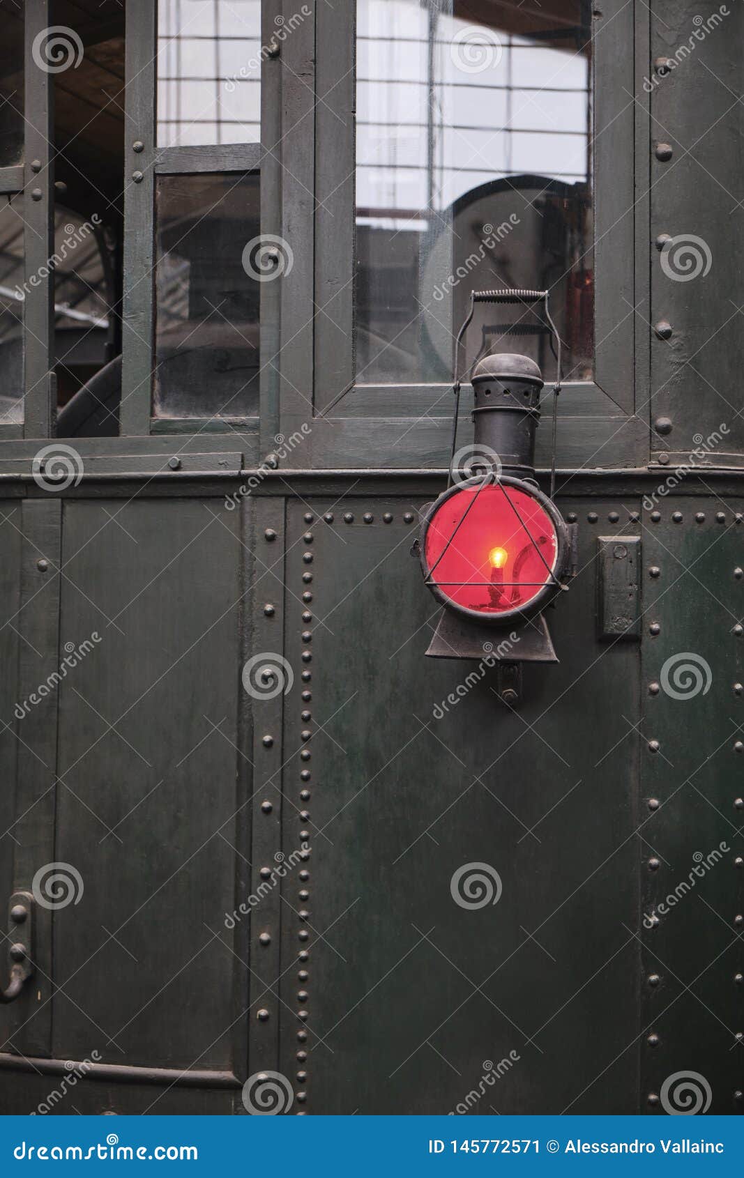 Red Lighting Steam Locomotive in a Old Train Station Stock Image ...