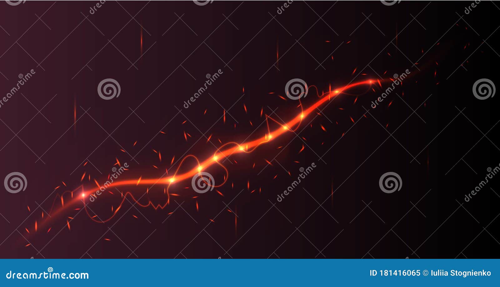 Red Lightning Abstraction. Lightning Flash Effect Stock Vector ...