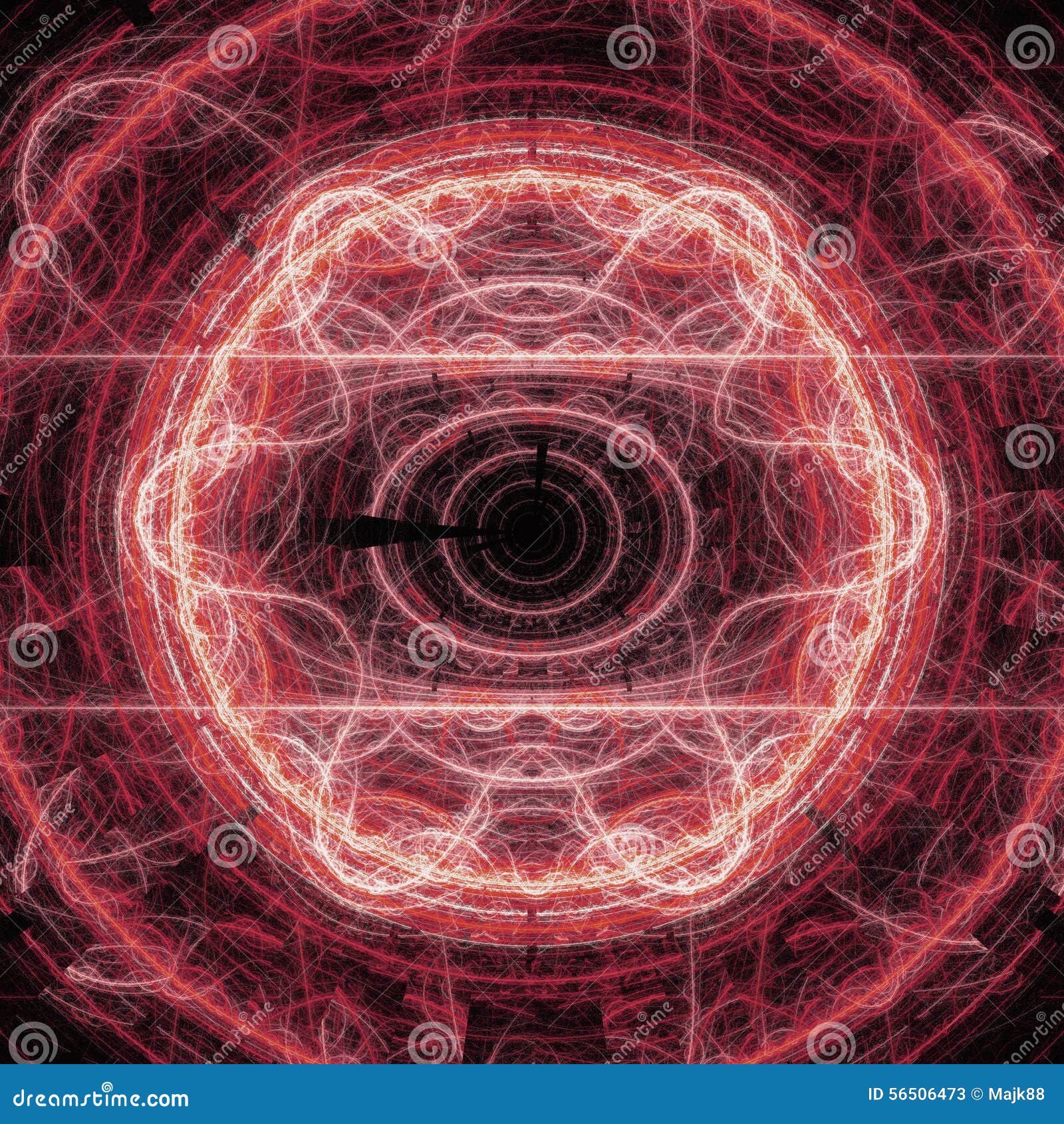 Red Lightning Circle Fractal Art Concept with Shining Stock ...