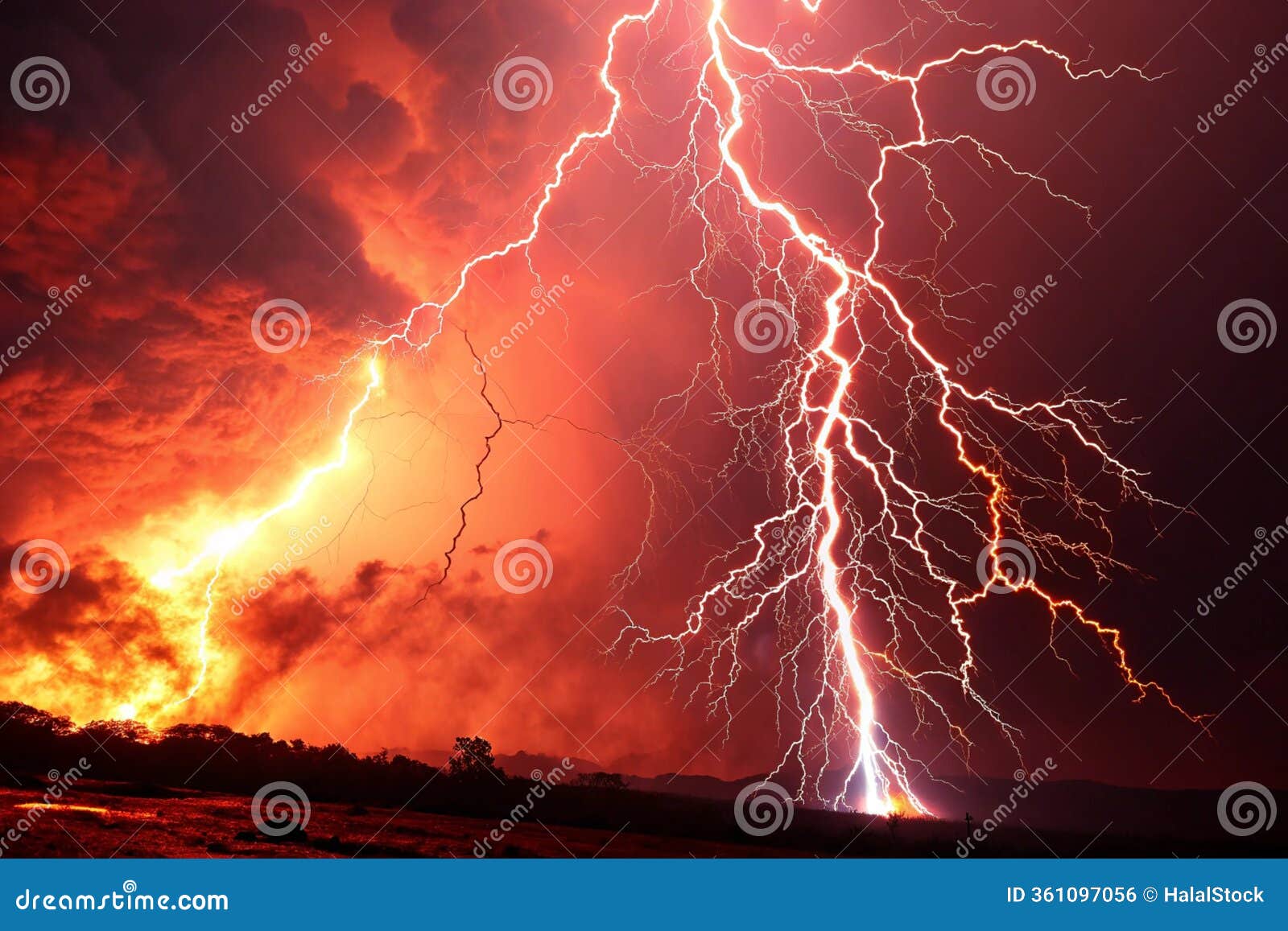 Red Lightning: a Fiery Electrical Energy Background Stock Illustration ...