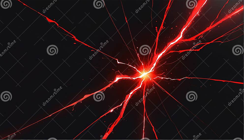 Red Lightning Impact Effect on Plain Black Ai Generated Stock ...