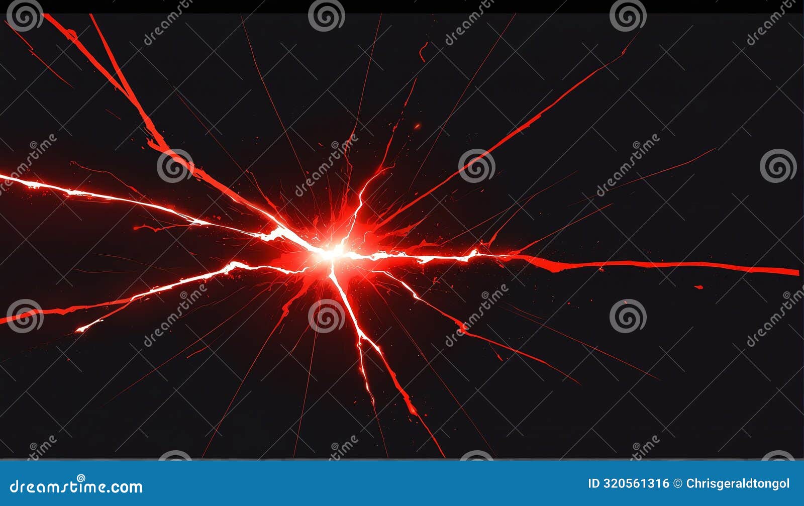 Red Lightning Impact Effect on Plain Black Ai Generated Stock ...