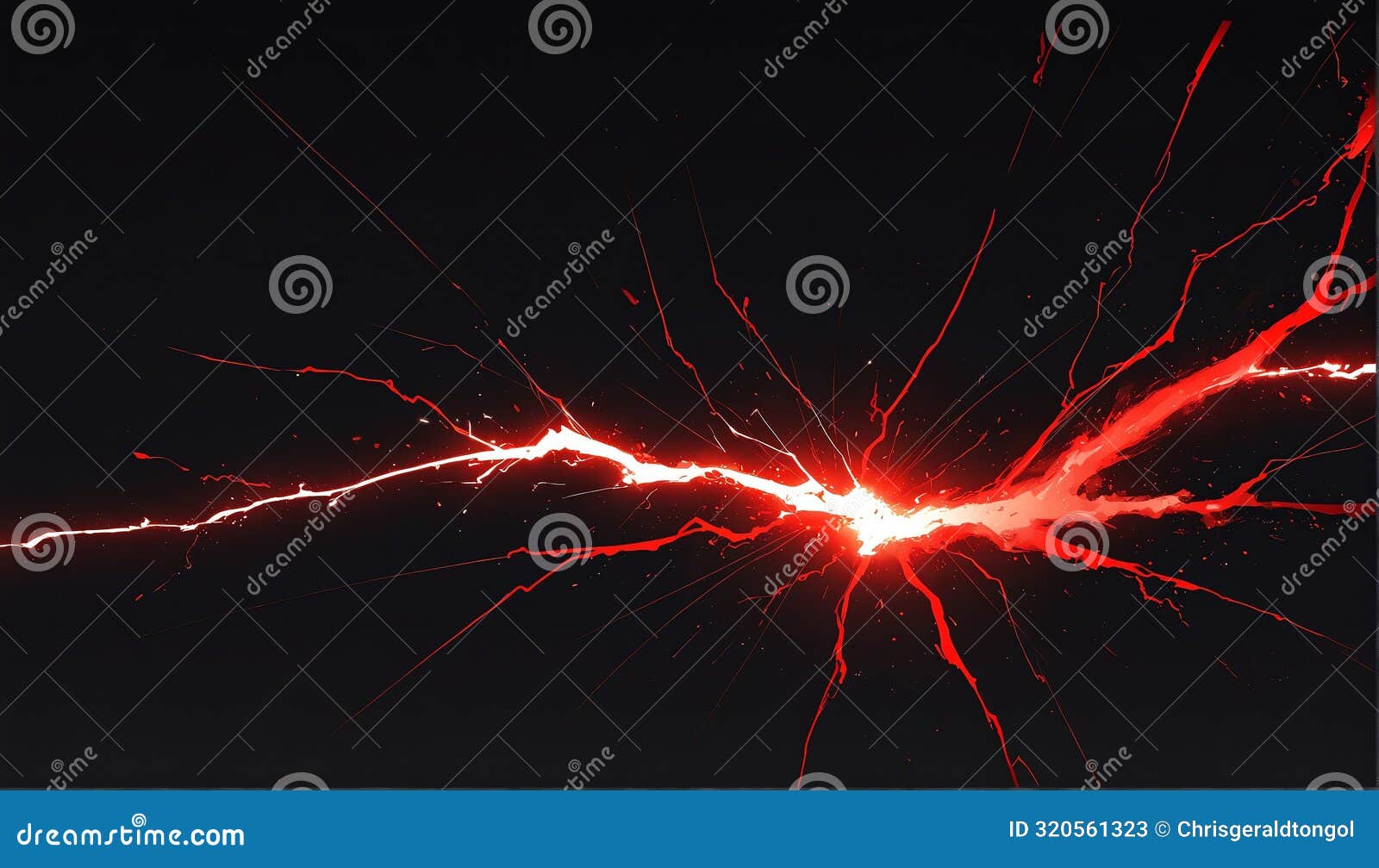 Red Lightning Impact Effect on Plain Black Ai Generated Stock ...