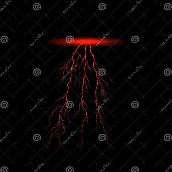 Red lightning vector stock vector. Illustration of night - 80777312