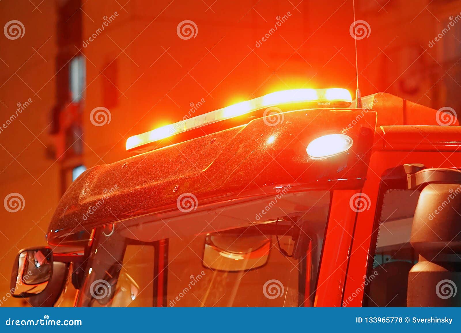 Red Lights on Top of Fire Engine Car Stock Photo - Image of flashing ...