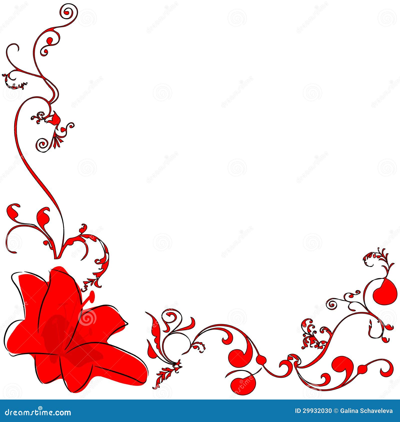 Red lili 2 stock vector. Illustration of frame, flower - 29932030