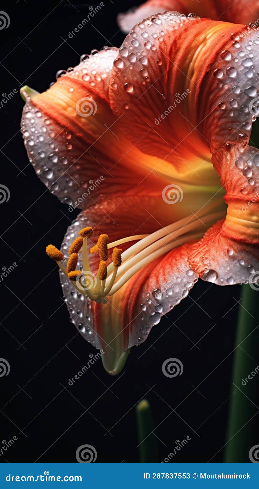 Red Lily Flower Macro Photo Dark Blurred Wallpaper Background Stock ...