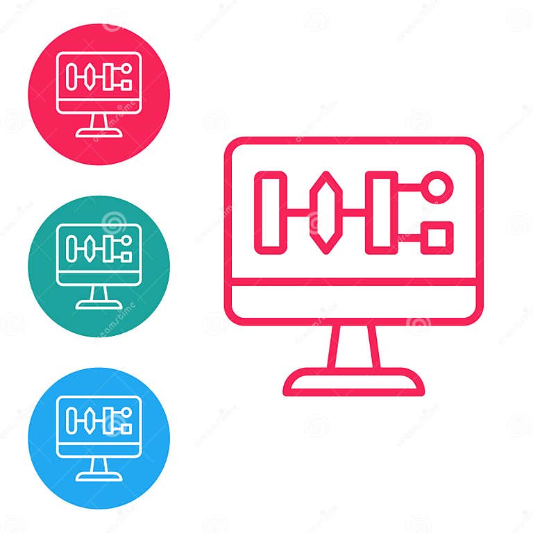 Red Line Algorithm Icon Isolated On White Background Algorithm Symbol Design From Artificial