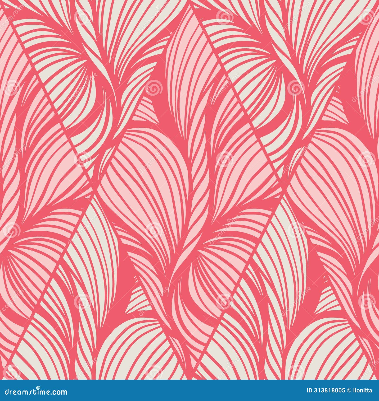 Red Line Art Wavy Lines Vector Seamless Pattern for Textile Stock ...