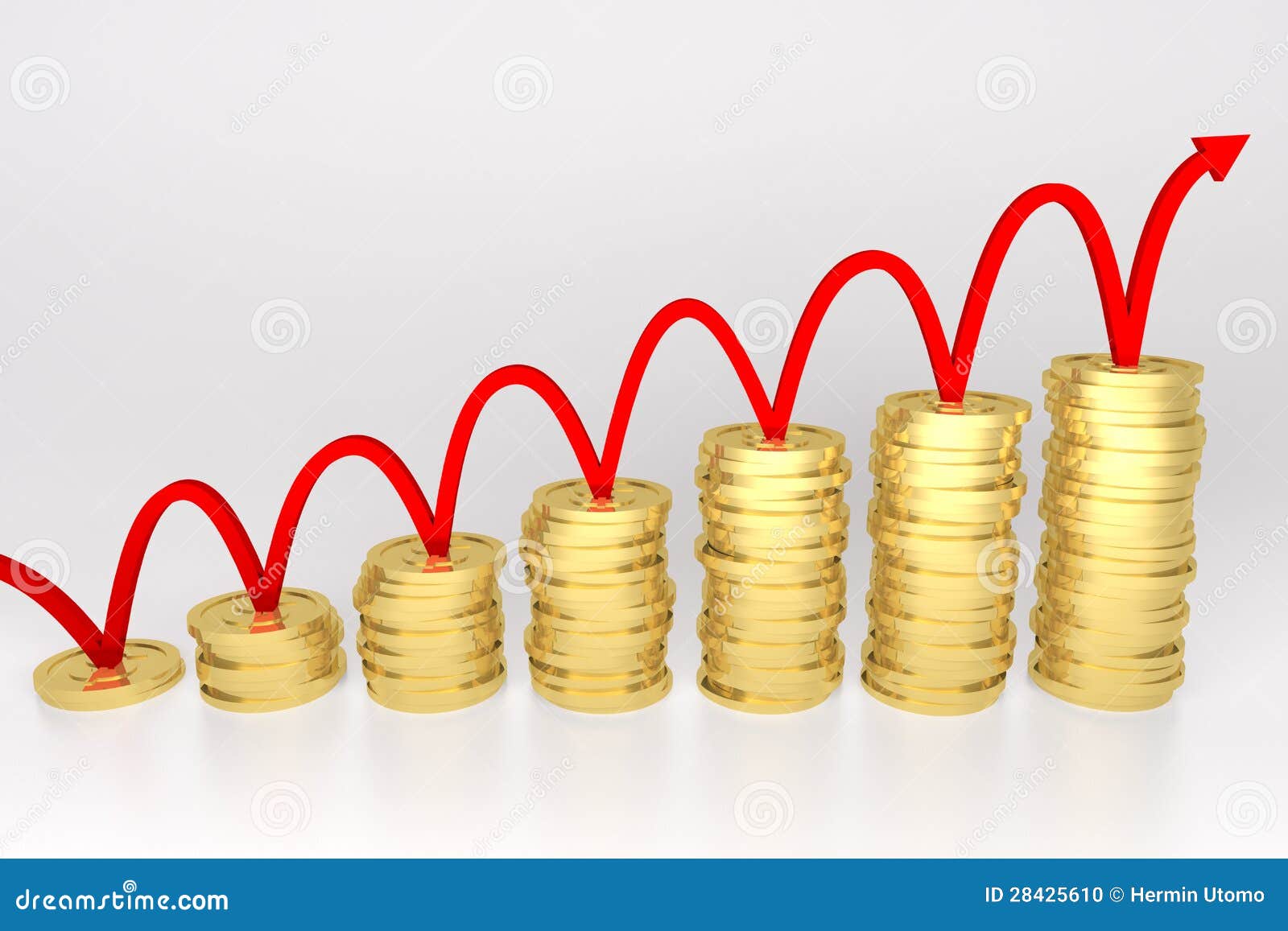 Red Line Bouncing on Coin Graph Stock Illustration - Illustration of ...