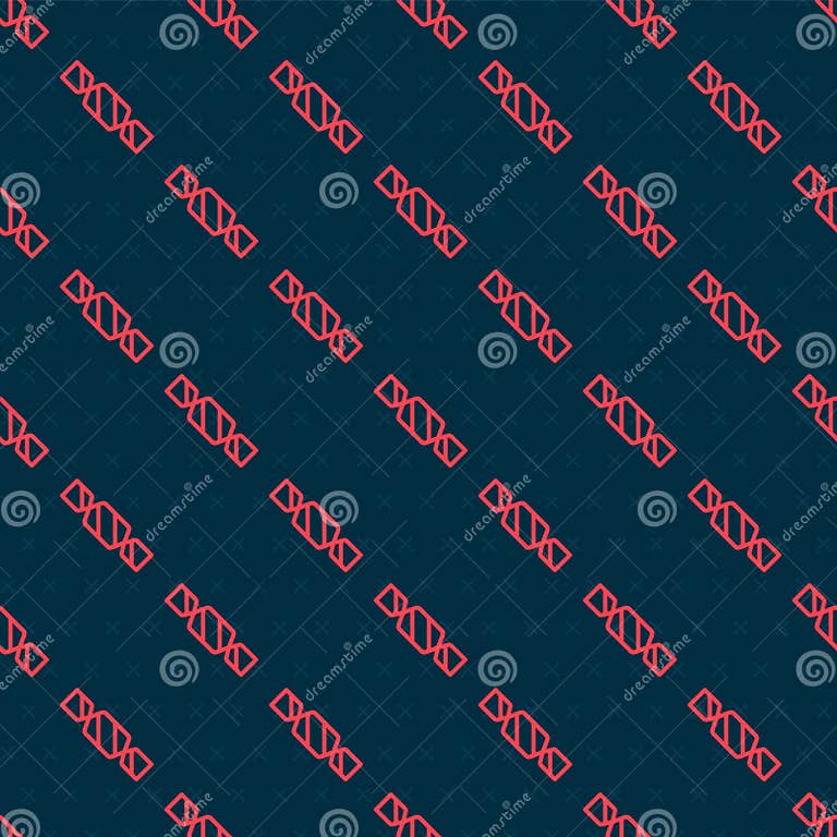 Red Line Candy Icon Isolated Seamless Pattern on Black Background ...