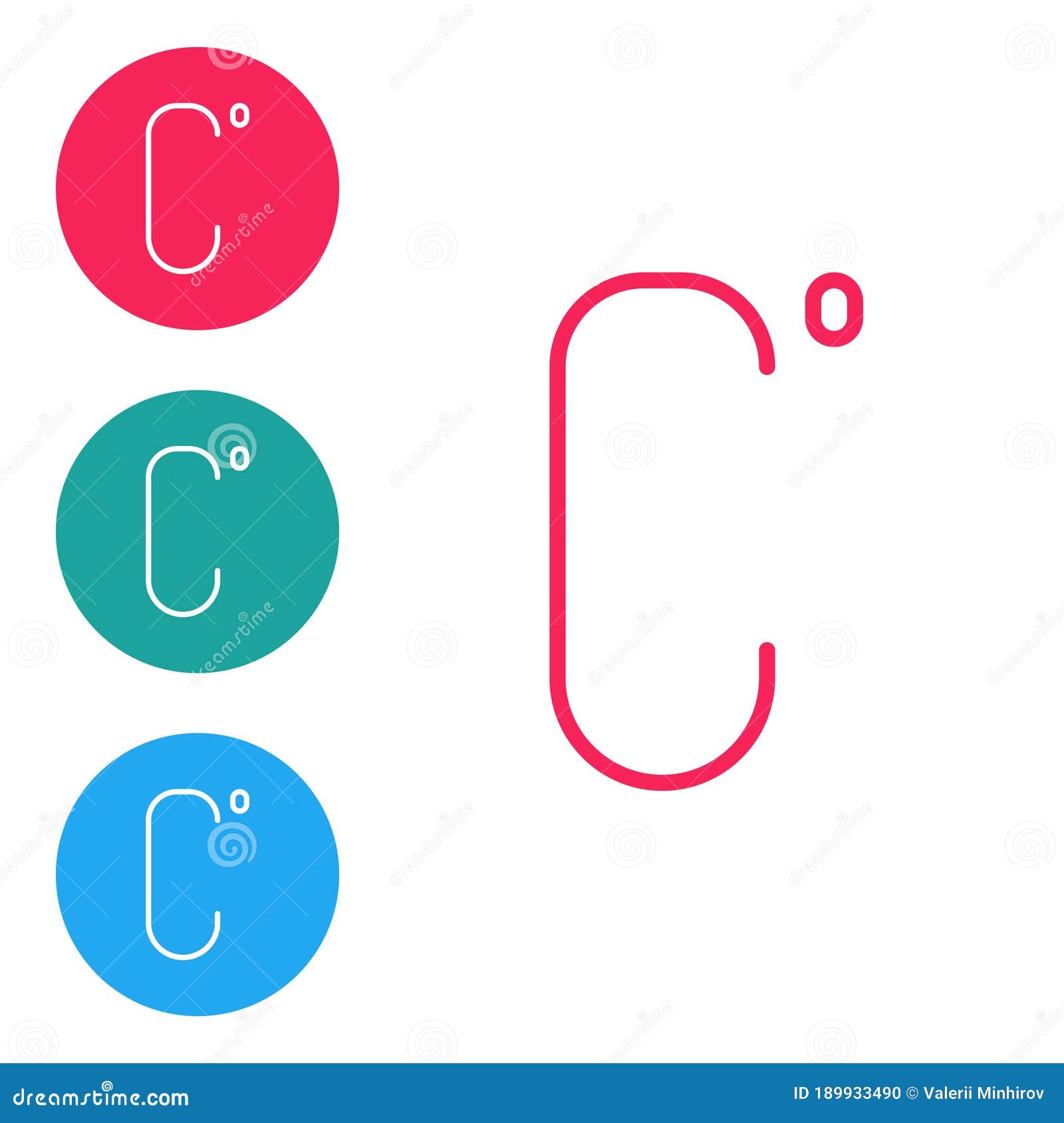 Red Line Celsius Icon Isolated on White Background. Set Icons in Circle ...