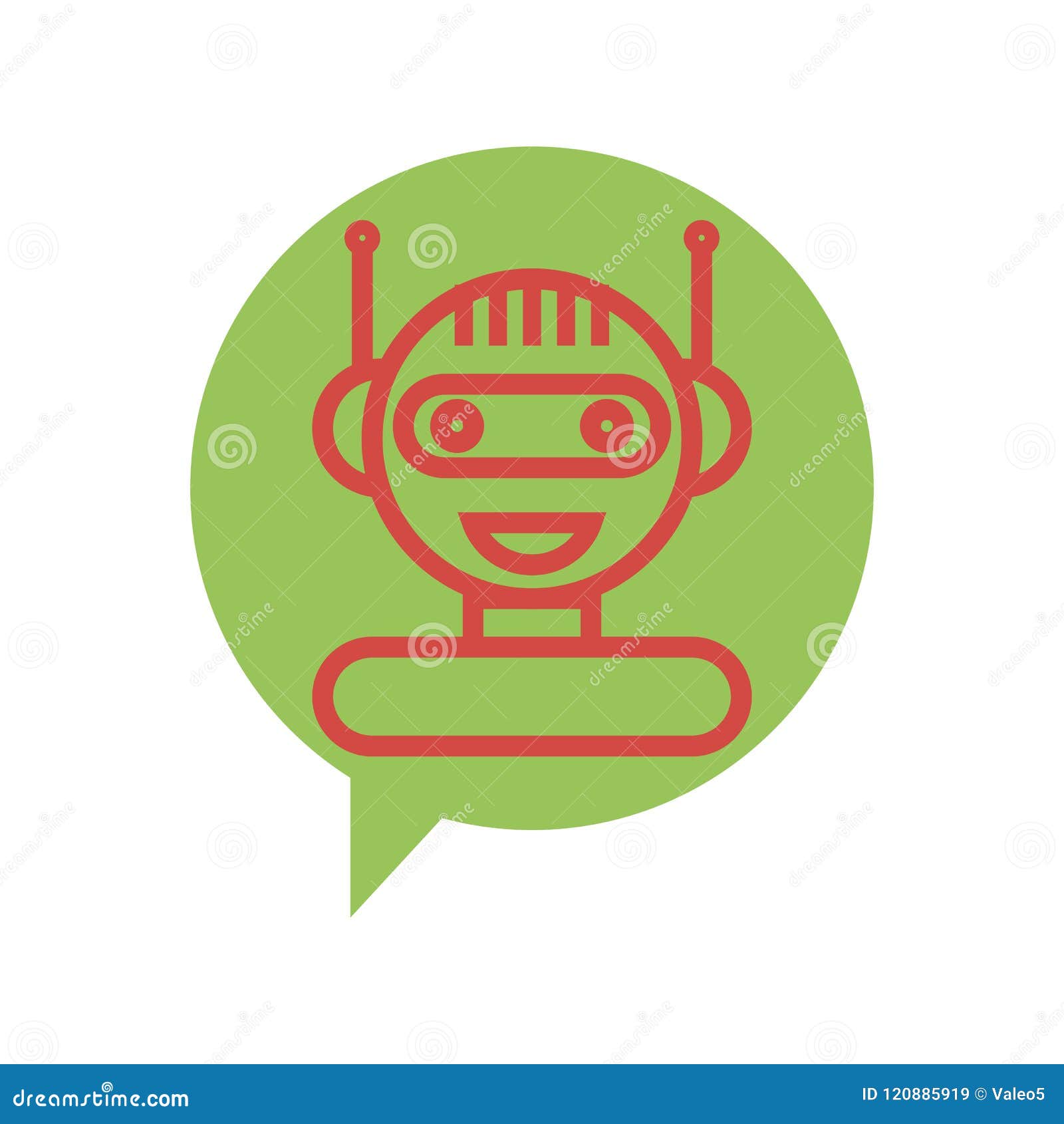 Red Line Chat Bot Icon on Speech Bubble. Artificial Intelligence ...