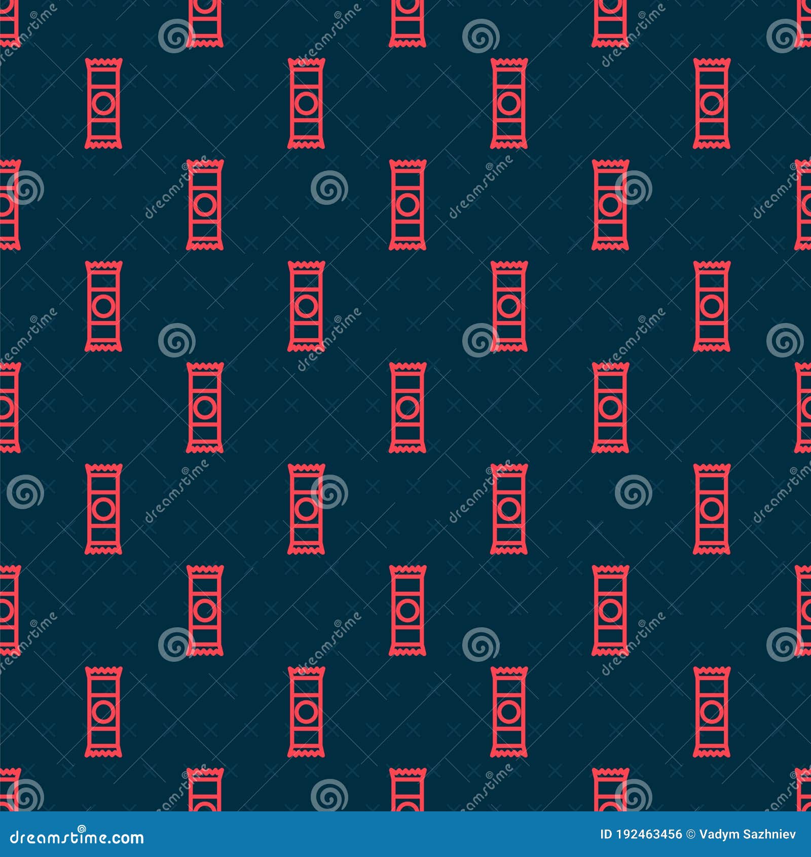 Red Line Chocolate Bar Icon Isolated Seamless Pattern on Black ...