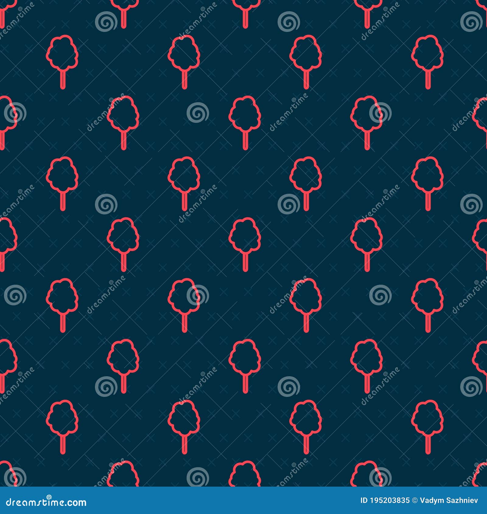 Red Line Cotton Candy Icon Isolated Seamless Pattern on Black ...