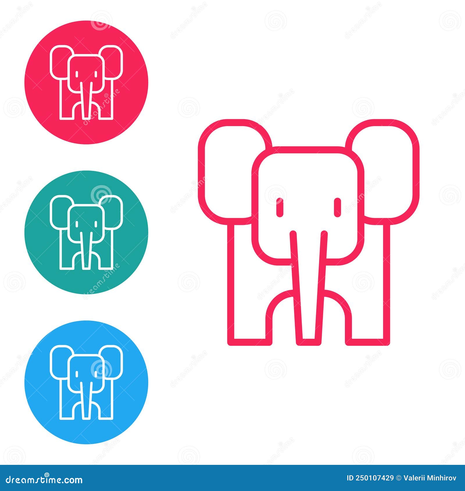 Red Line Elephant Icon Isolated on White Background. Set Icons in ...