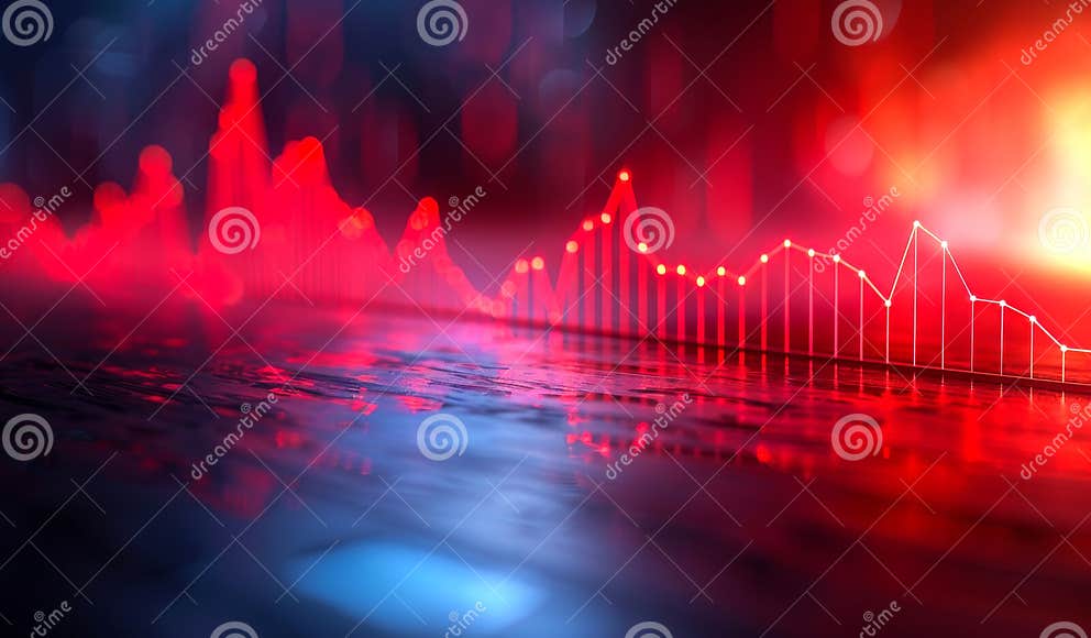 Red Line Graph on Dark Background Stock Image - Image of glow, finance ...