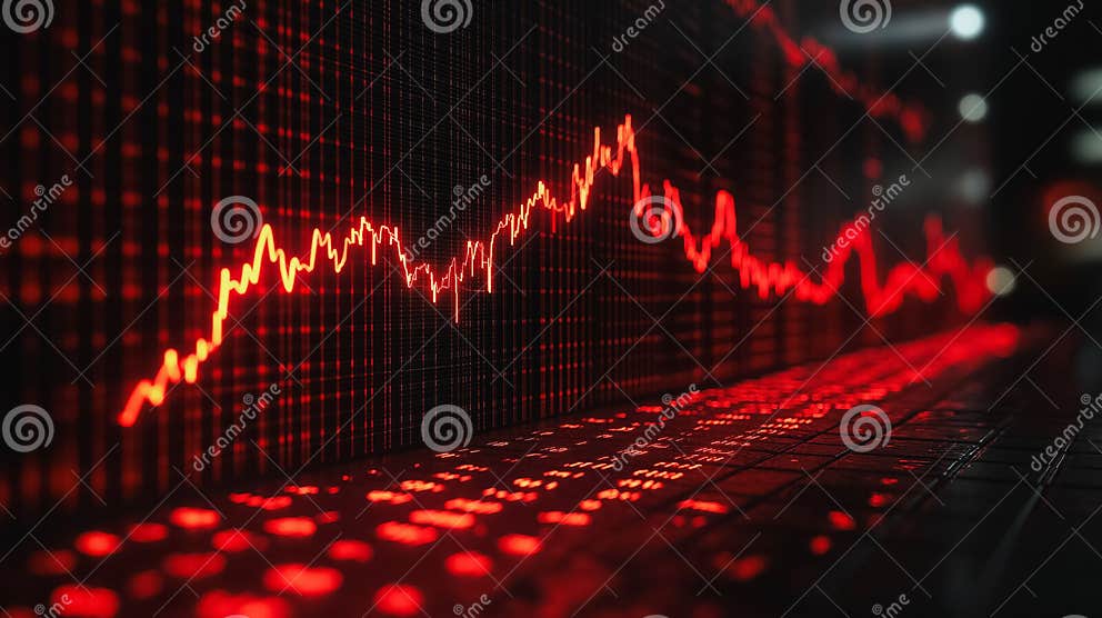 A Red Line Graph is Displayed on a Computer Keyboard. the Graph is Red ...