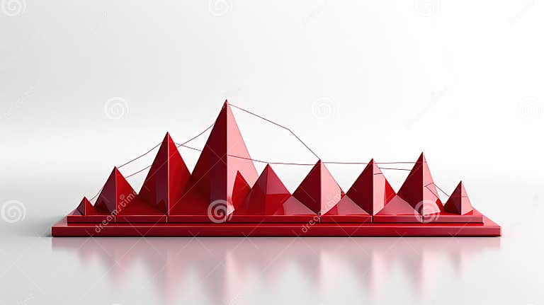 Red Line Graph on Solid White Background Stock Illustration ...