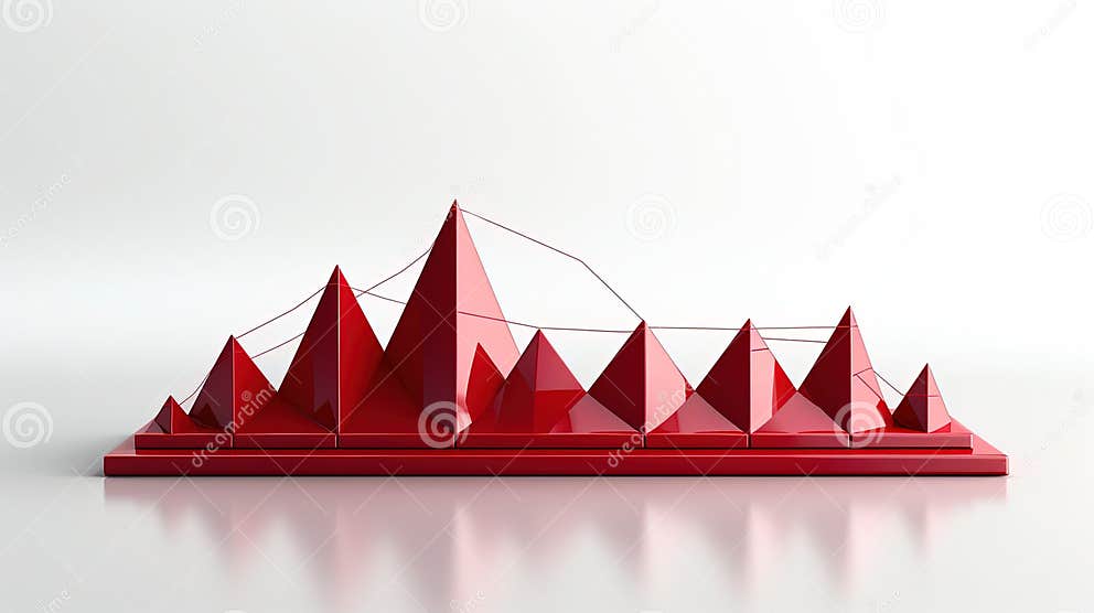 Red Line Graph on Solid White Background Stock Illustration ...