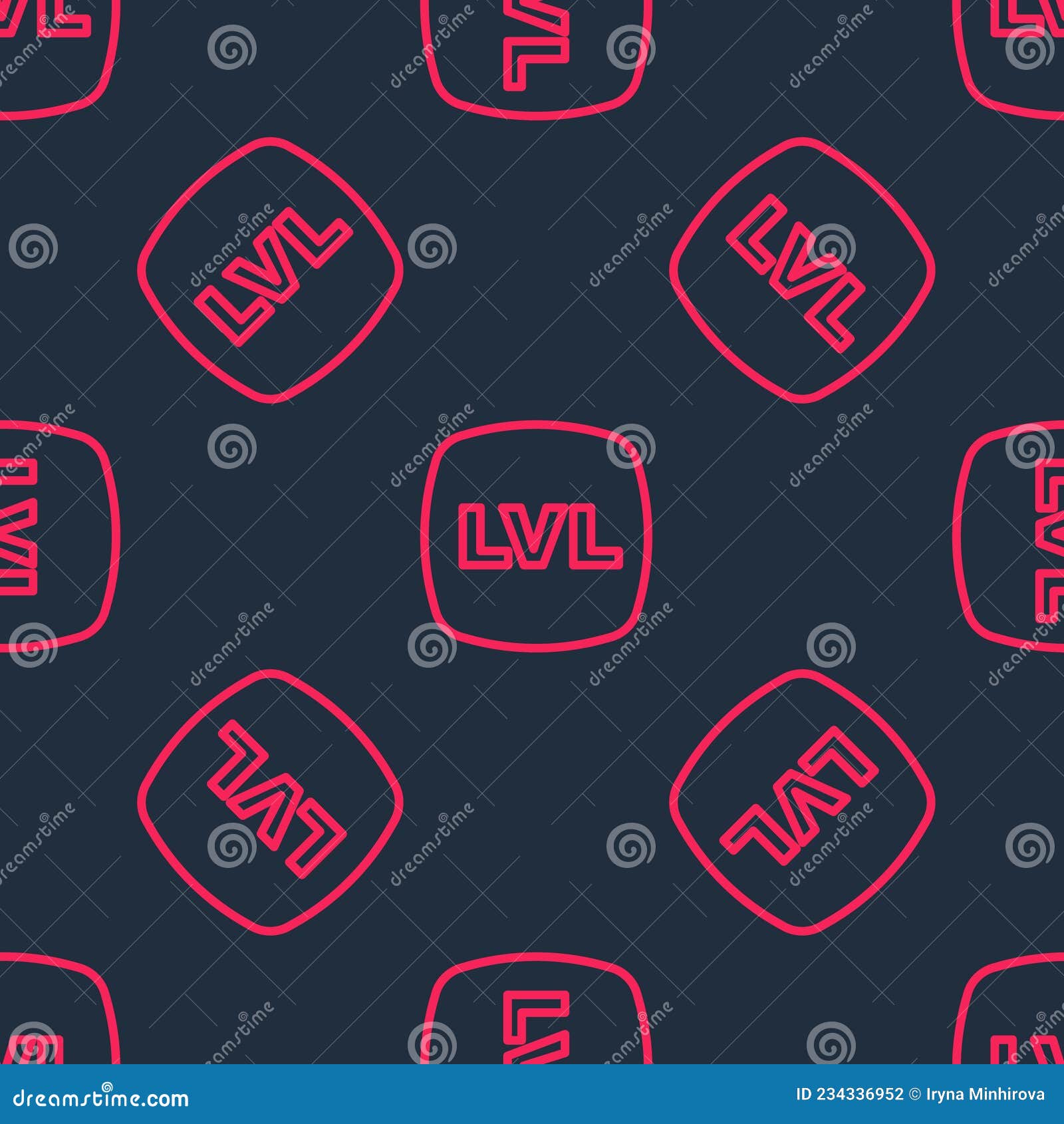 Red Line Level Game Icon Isolated Seamless Pattern on Black Background ...