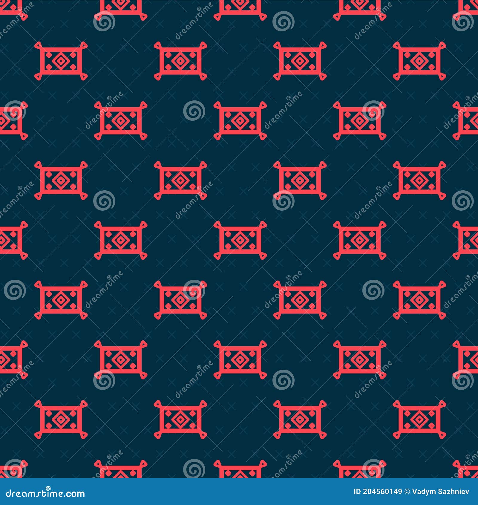 Red Line Magic Carpet Icon Isolated Seamless Pattern on Black ...