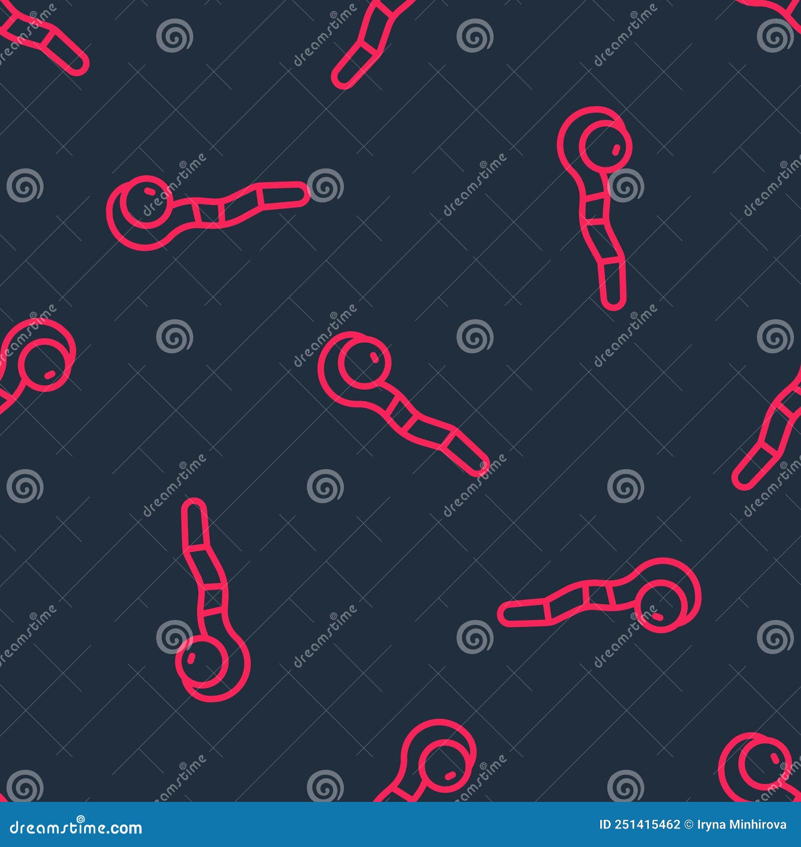 Red Line Magic Staff Icon Isolated Seamless Pattern on Black Background ...