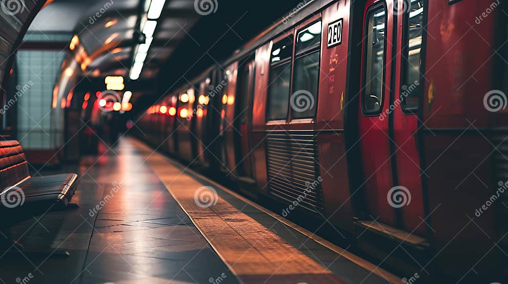 Red Line in the Metro. Copy Space Stock Illustration - Illustration of ...