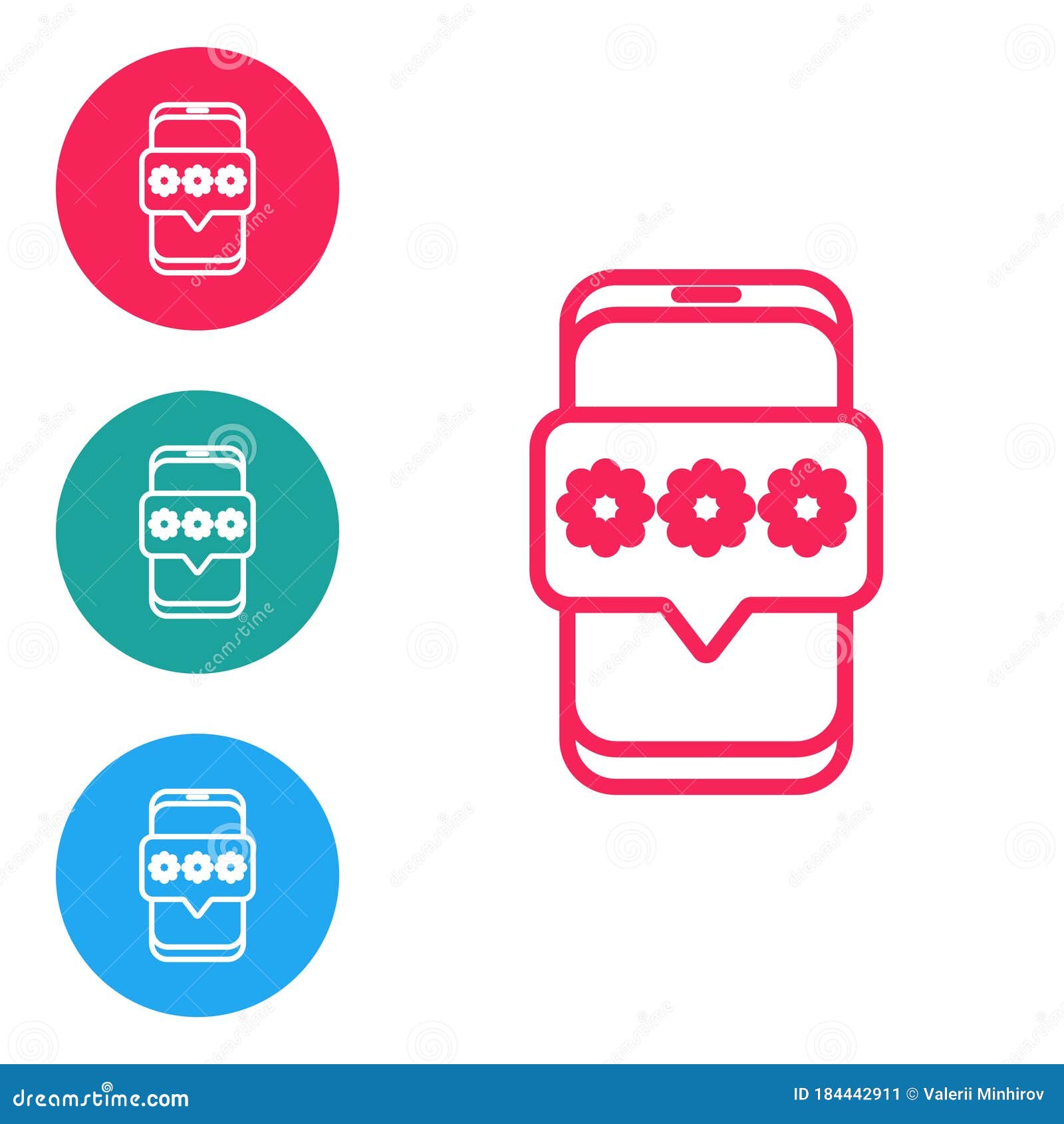 Red Line Mobile and Password Protection Icon Isolated on White ...