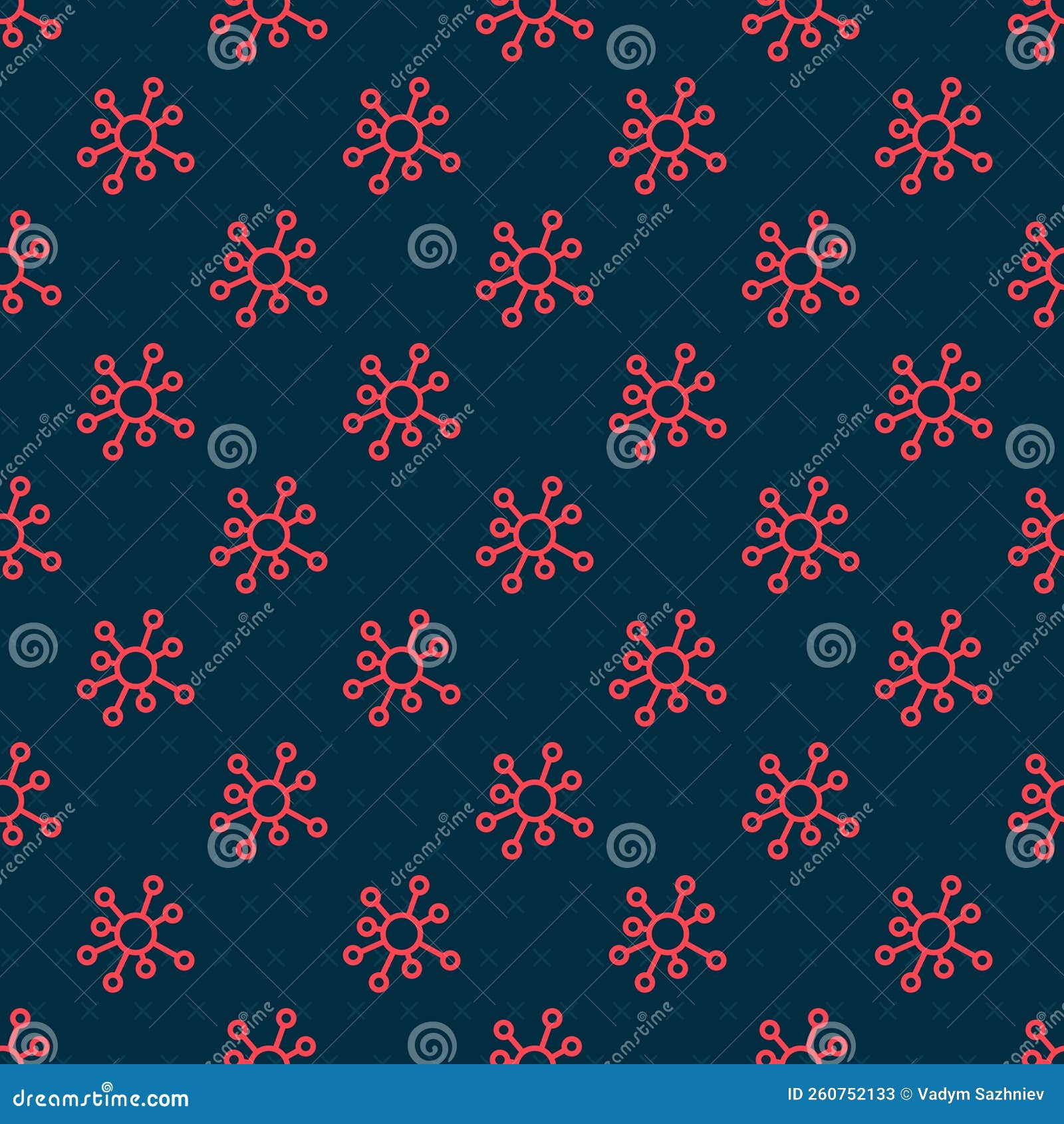 Red Line Molecule Icon Isolated Seamless Pattern on Black Background ...