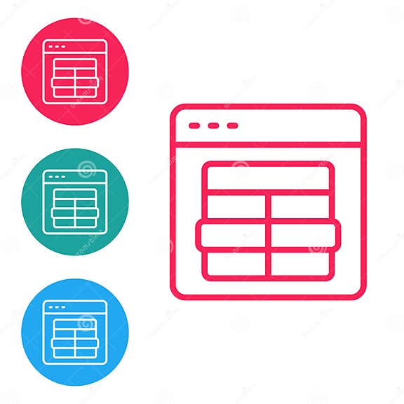 Red Line MySQL Code Icon Isolated on White Background. HTML Code Symbol ...