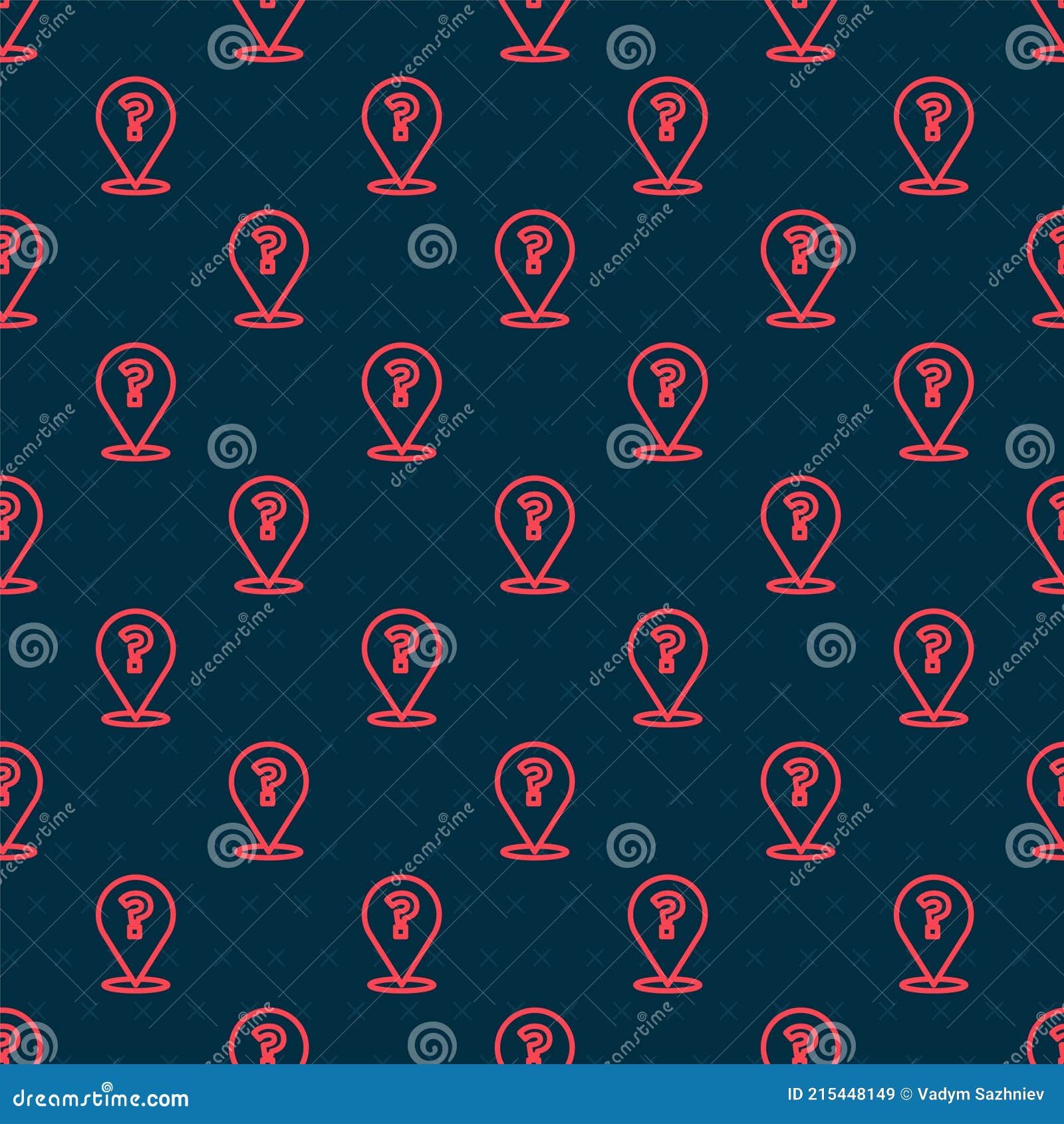 Red Line Question Mark Icon Isolated Seamless Pattern on Black ...
