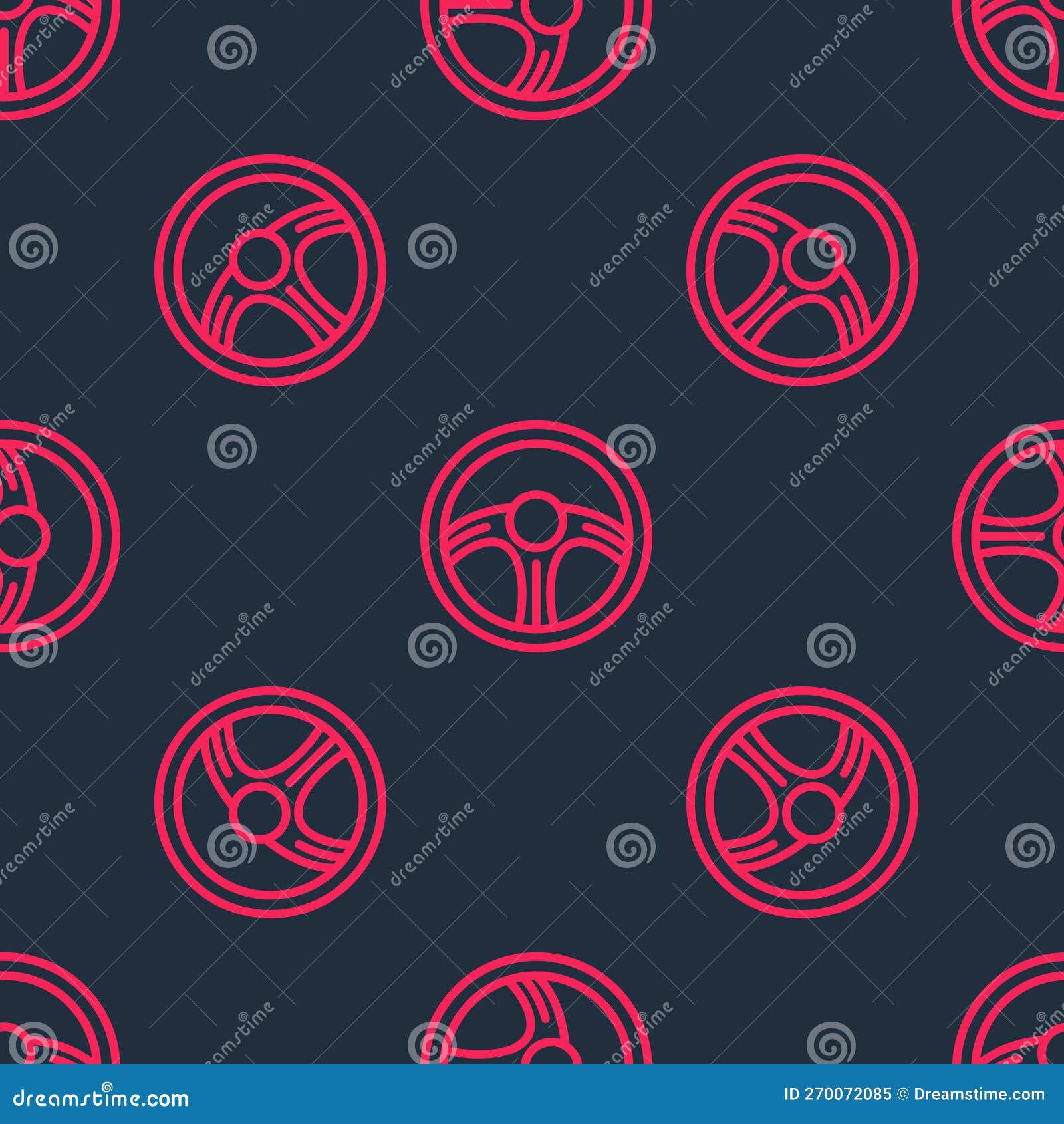 Red Line Racing Steering Wheel Icon Isolated Seamless Pattern on Black ...