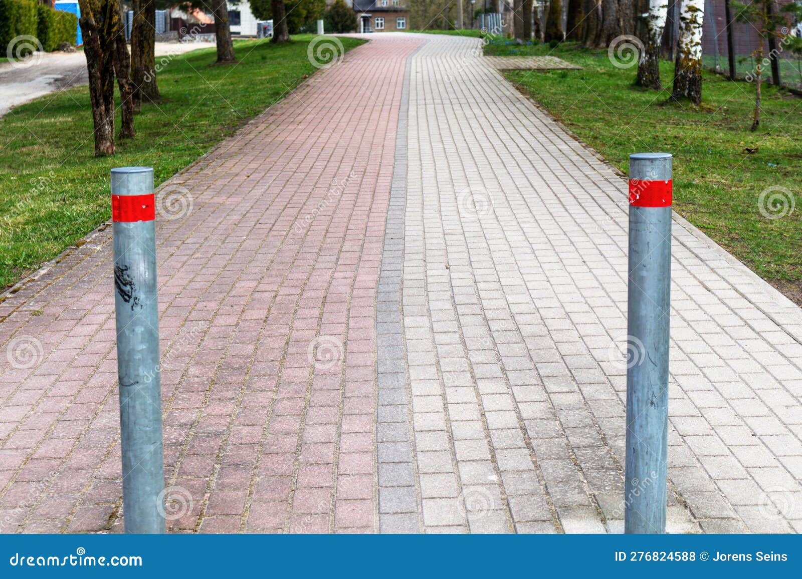 The Red Line on the Road Posts Indicates that the Road is Paved with ...