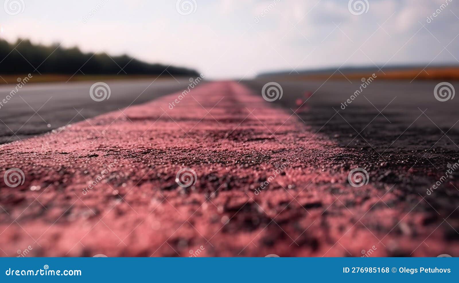 A Red Line on a Road with Trees in the Background Stock Illustration ...