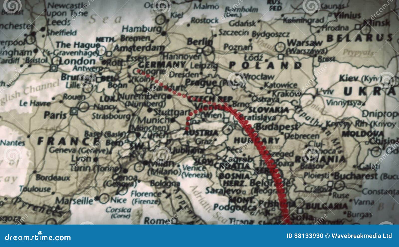 Red Line Showing Path from Syria To Germany Stock Footage - Video of ...