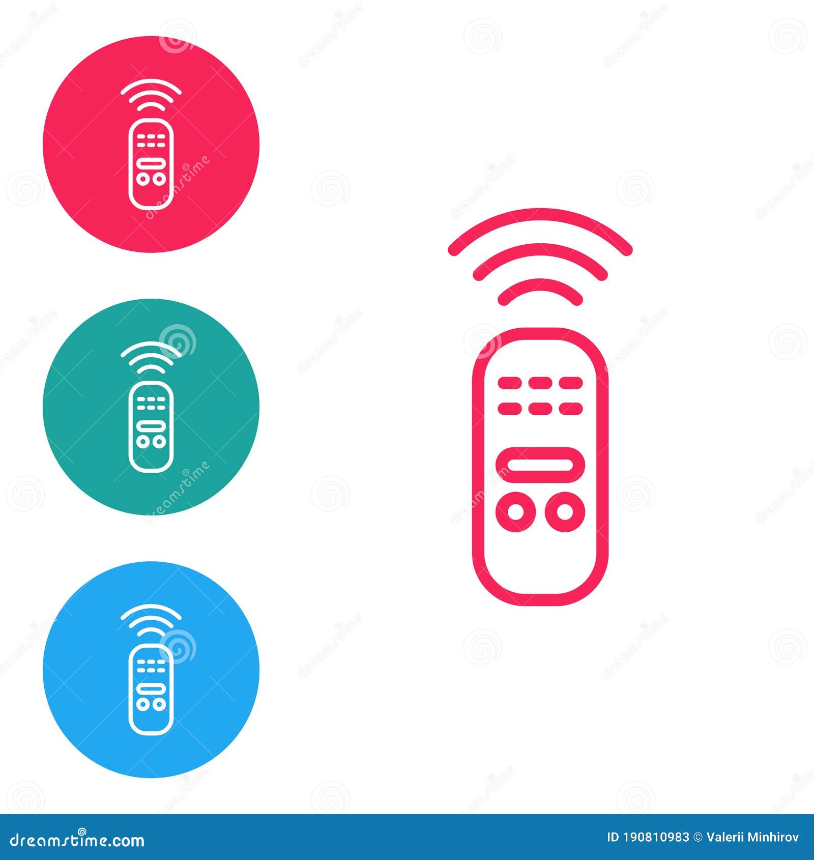 Red Line Smart Remote Control System Icon Isolated on White Background ...