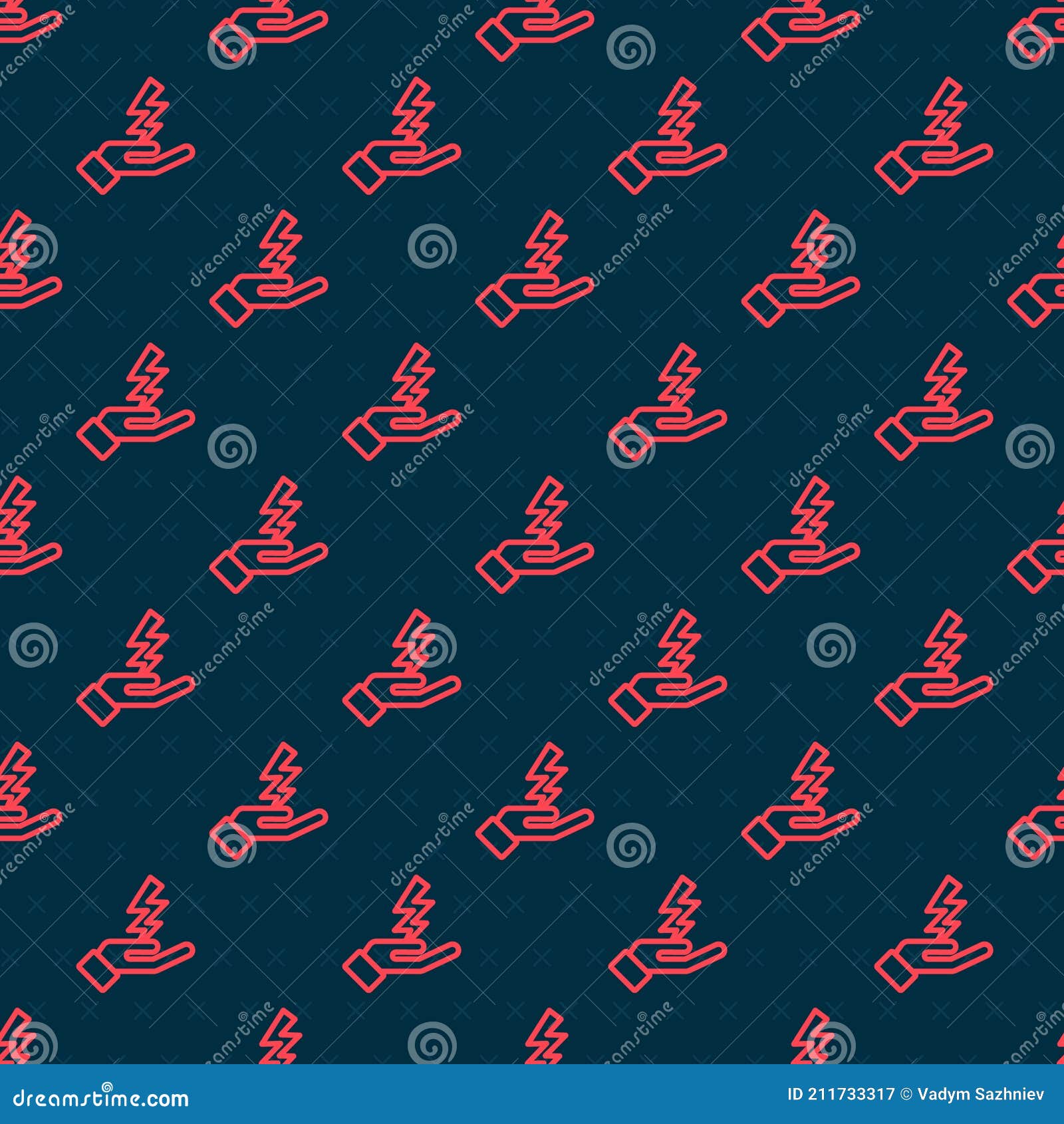 Red Line Zeus Icon Isolated Seamless Pattern on Black Background. Greek ...