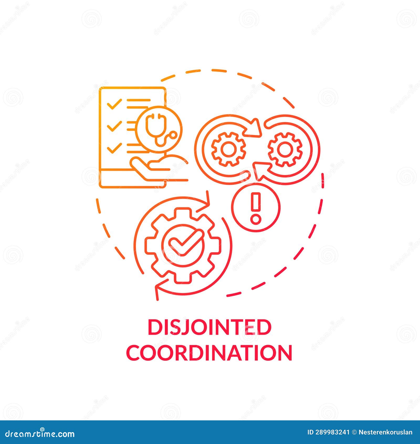 Red Linear Gradient Icon Disjointed Coordination Concept Stock Vector