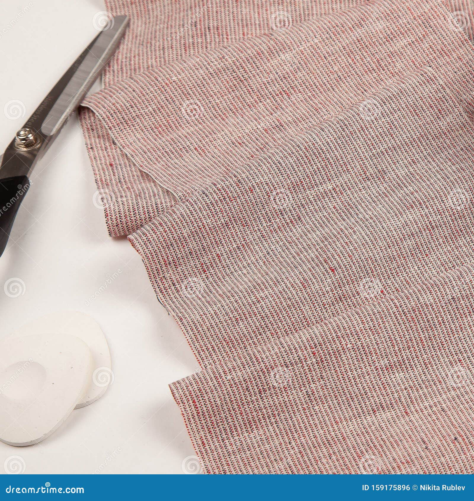 Red Linen Fabric Texture with Scissors Stock Photo - Image of cotton ...