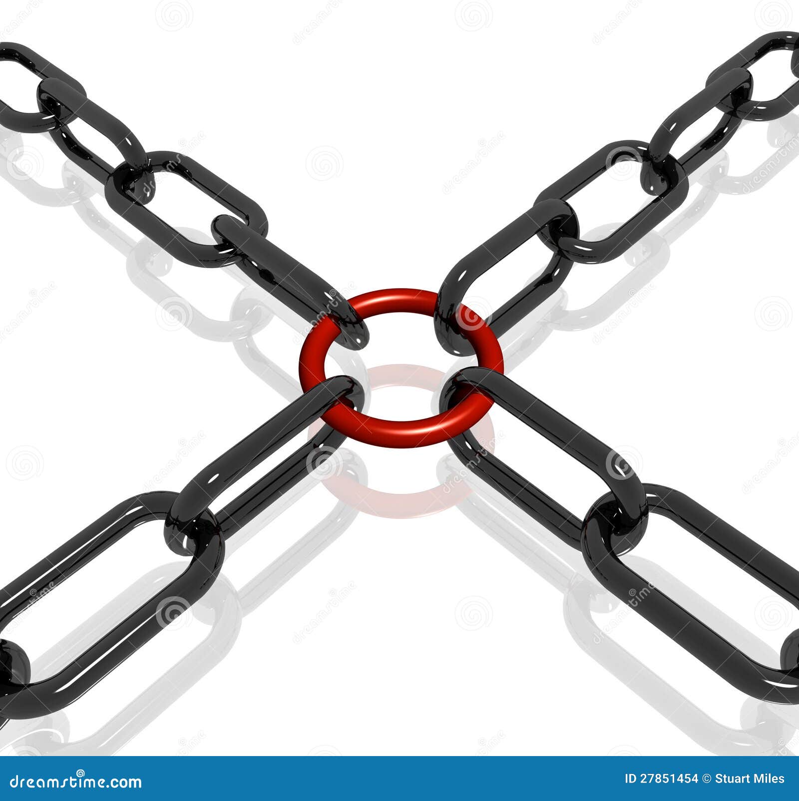 Red Link Chain Shows Strength Stock Illustration - Illustration of ...