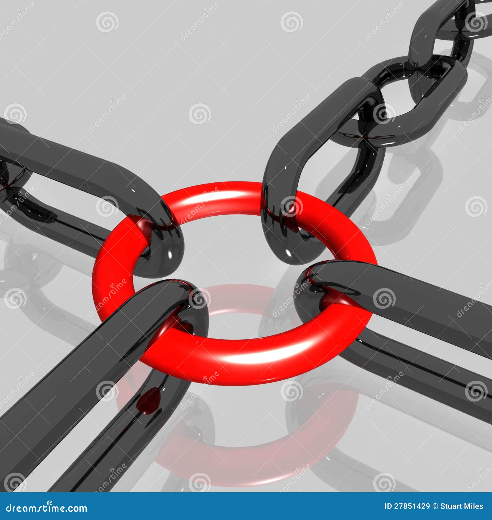 Red Link Chain Shows Teamwork, Connected Stock Illustration ...