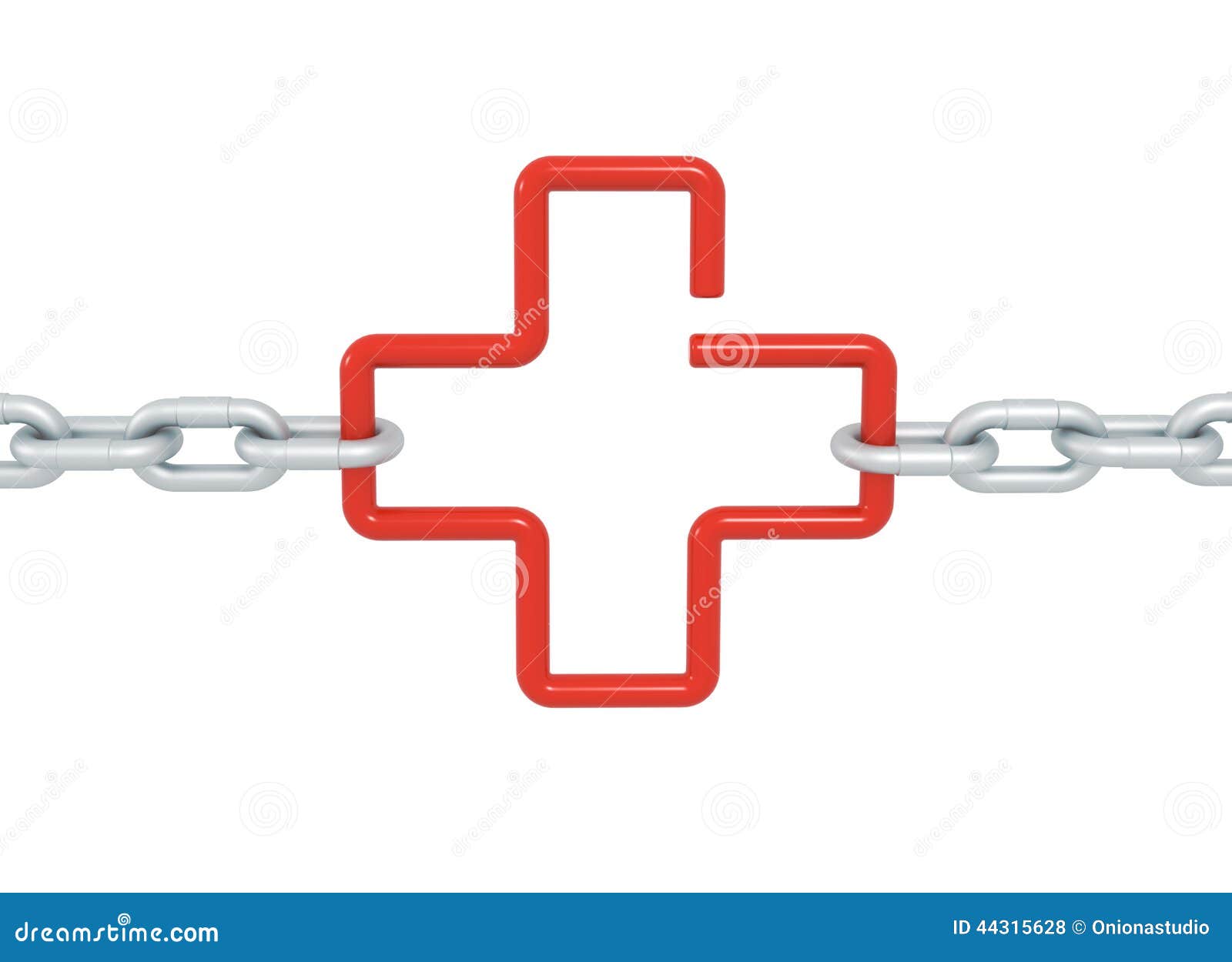Red Link Cross Symbol Locked with Metal Chains Isolated Stock ...