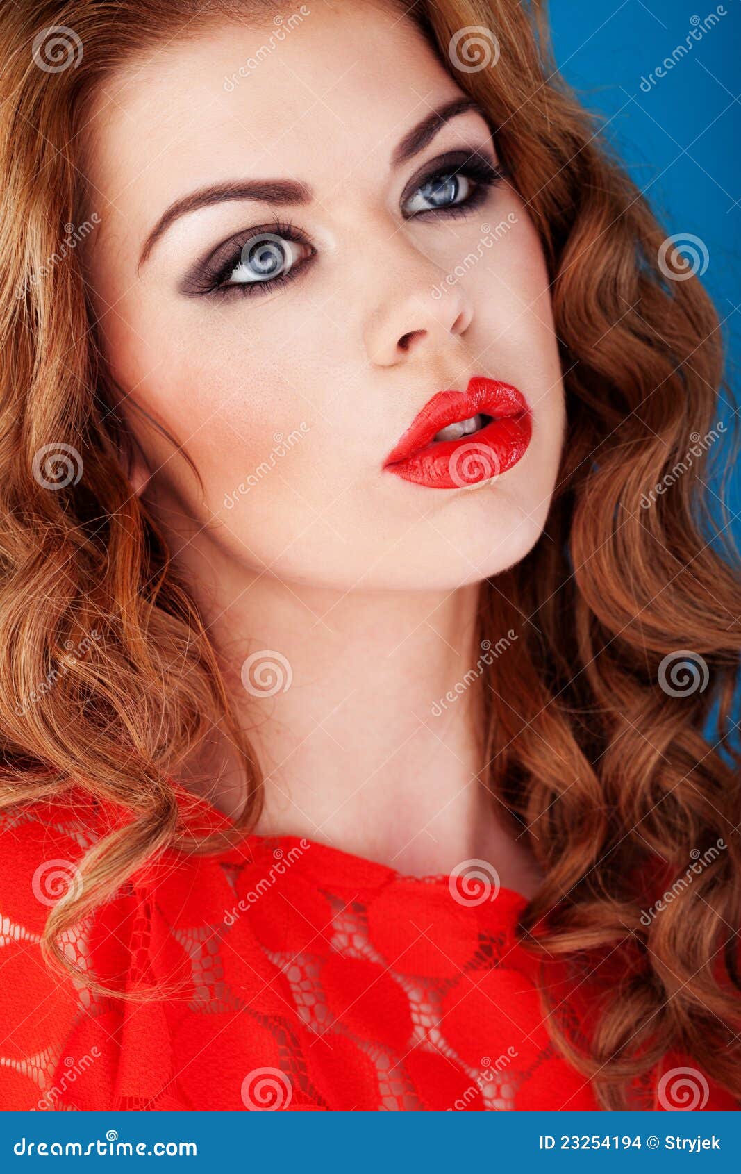 Red Lipped Beauty stock photo. Image of skin, glamour - 23254194