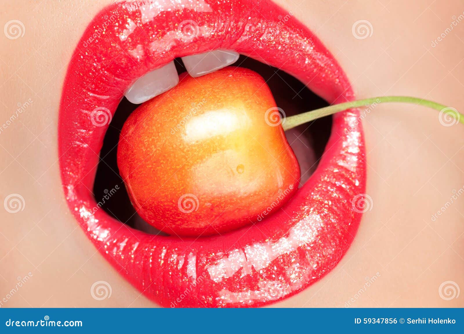 Red lips with berries stock photo. Image of brown, magazine - 59347856