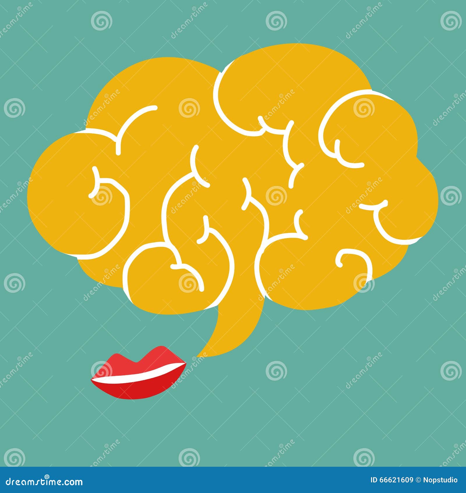 Red lips and brain talk stock vector. Illustration of social - 66621609